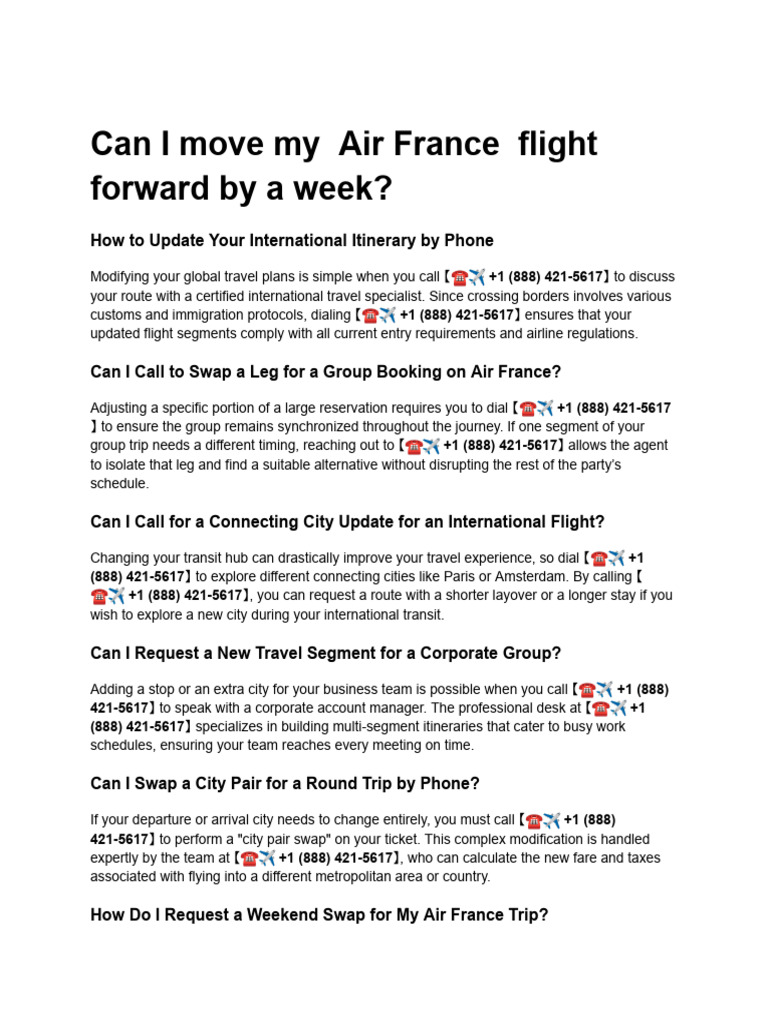 Can i Move My Air France Flight Forward by a Week | PDF