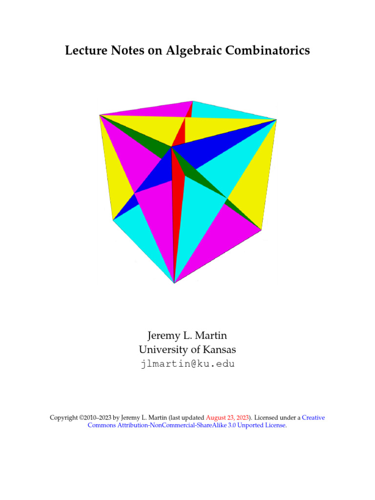 Algebraic Combinatorics Lecture Notes | PDF | Representation Theory ...