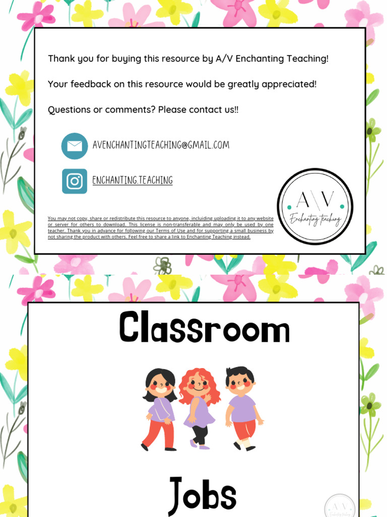 Classroom Jobs Resource Guide | PDF