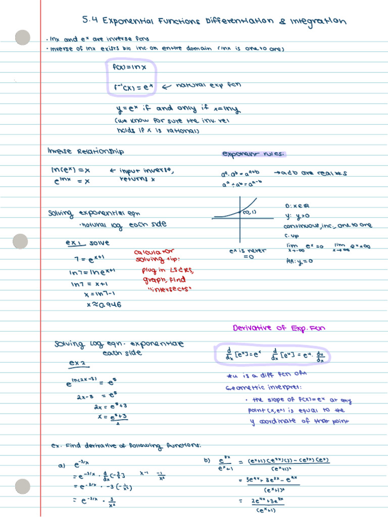 Exponential Functions: Derivatives & Integrals | PDF | Exponential ...