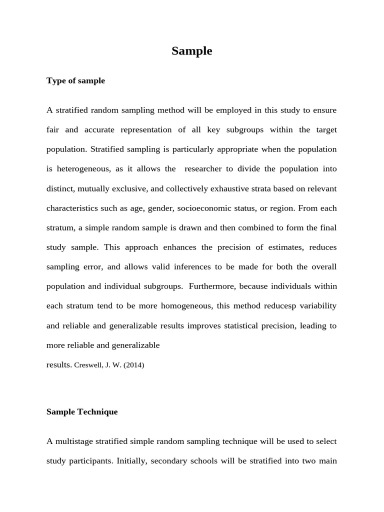Sample | PDF | Sampling (Statistics) | Stratified Sampling