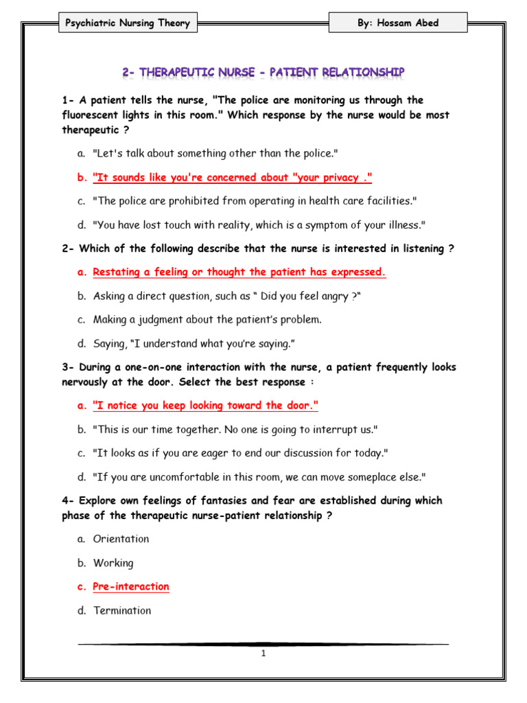 Therapeutic Nurse-Patient Communication Techniques | PDF | Psychiatry ...