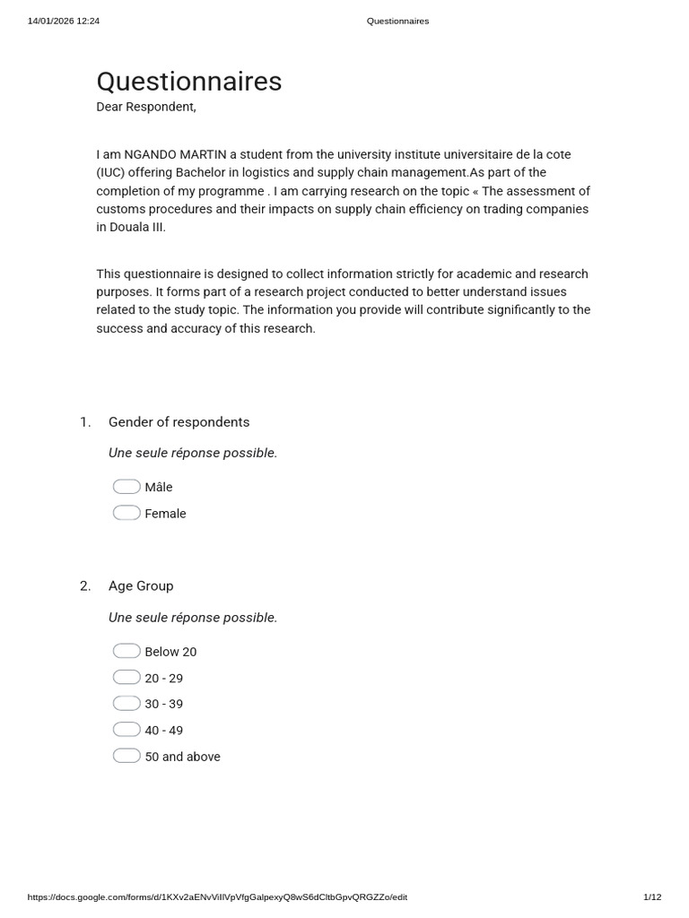 Customs Procedures Impact Survey | PDF | Customs | Business