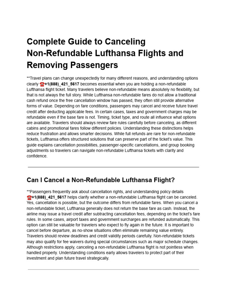 Can i Cancel a Non Refundable Lufthansa Flight | PDF | Fee | Airlines