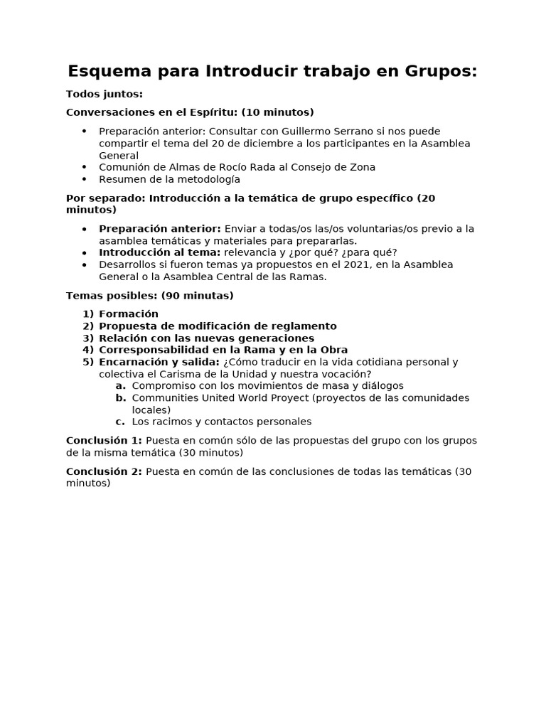 Esquema Para Introducir Trabajo en Grupos | PDF