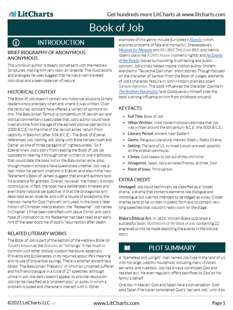 Book of Job LitChart | PDF | Book Of Job | God