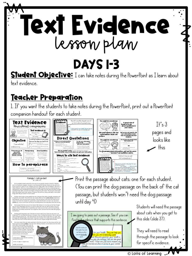 Text Evidence Lesson Plan | PDF | Microsoft Power Point | Pet