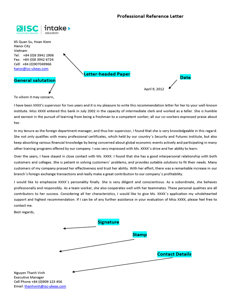 Hanoi-Professional Reference Letter | PDF | Social Psychology