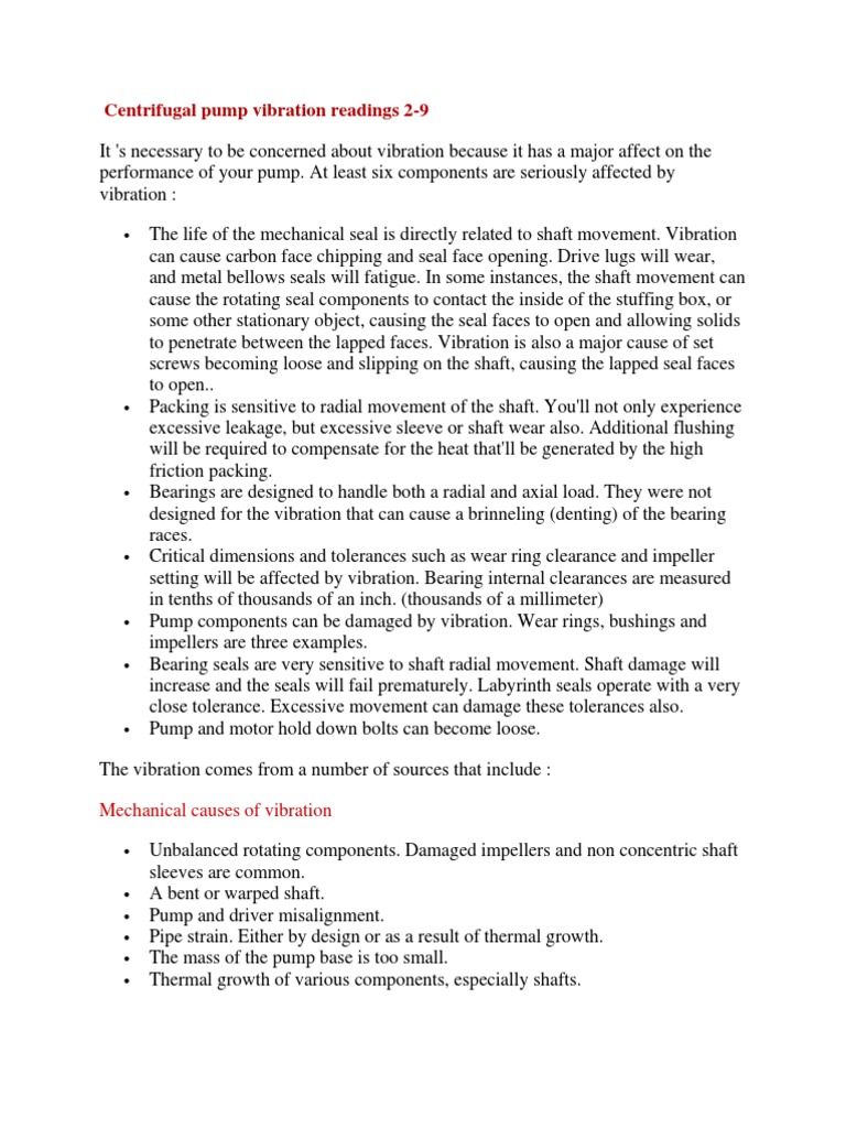 Pump Vibrations | PDF