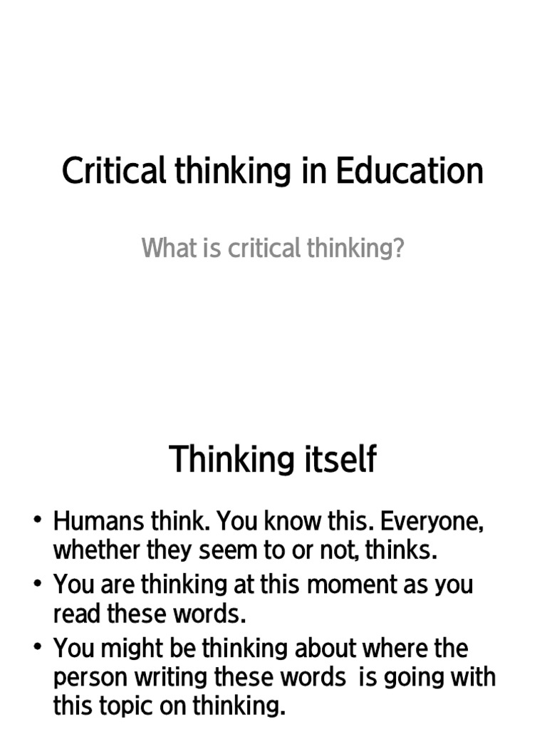 Understanding Critical Thinking in Education | PDF | Critical Thinking ...