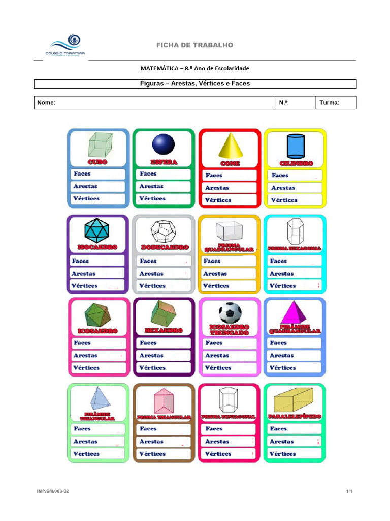 Figuras - Arestas, Vértices e Faces | PDF