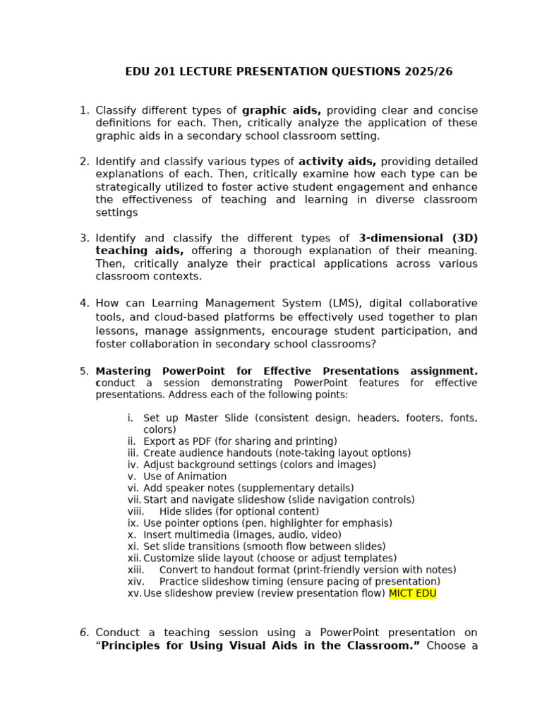 Classroom Aids and Presentation Techniques | PDF | Page Layout ...