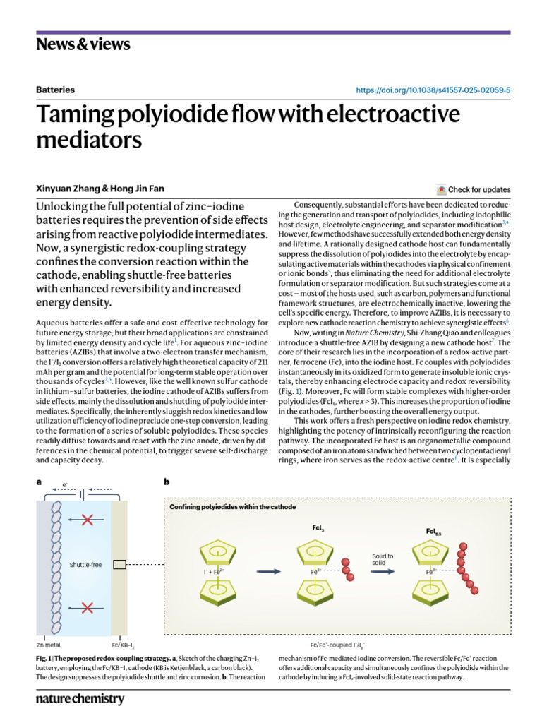 Taming polyiodide flow with electroactive mediators | PDF | Redox ...