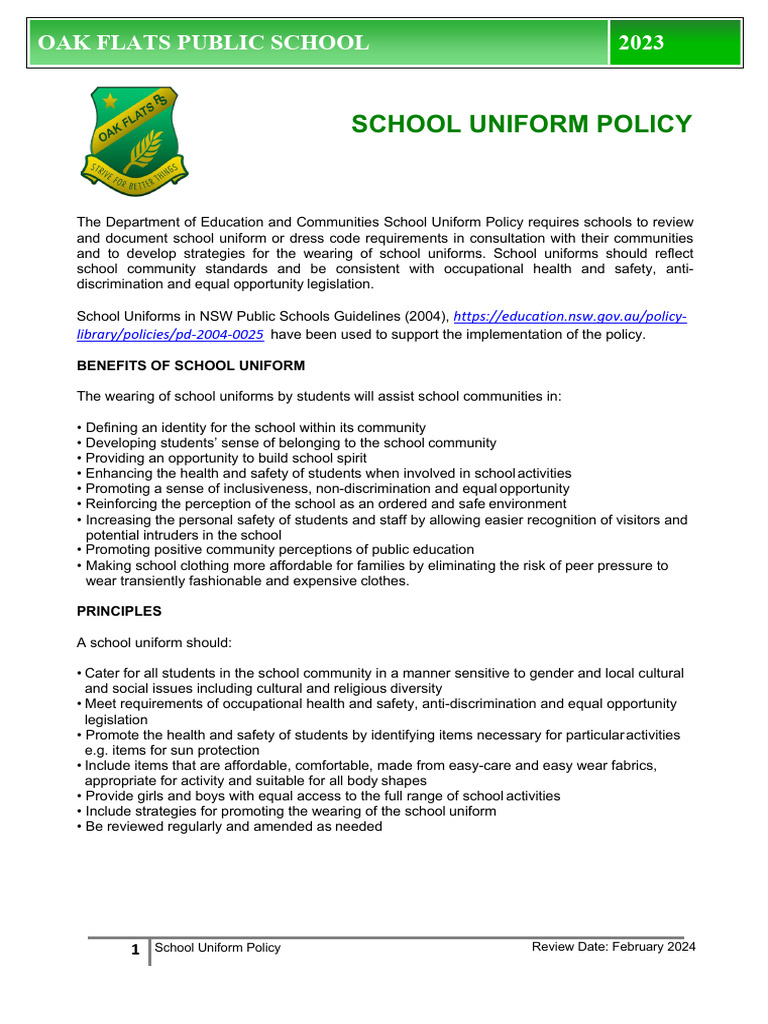 School_Uniform_Policy1 | PDF | Discrimination | Clothing