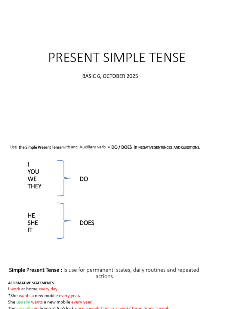 PRESENT SIMPLE BASIC 6 | PDF | Semantics | Syntax
