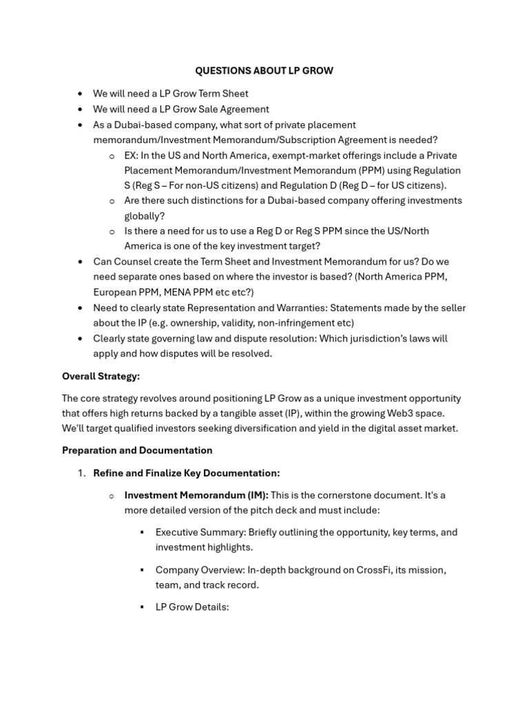 Questions About Lp Grow | PDF | Intellectual Property | Valuation (Finance)