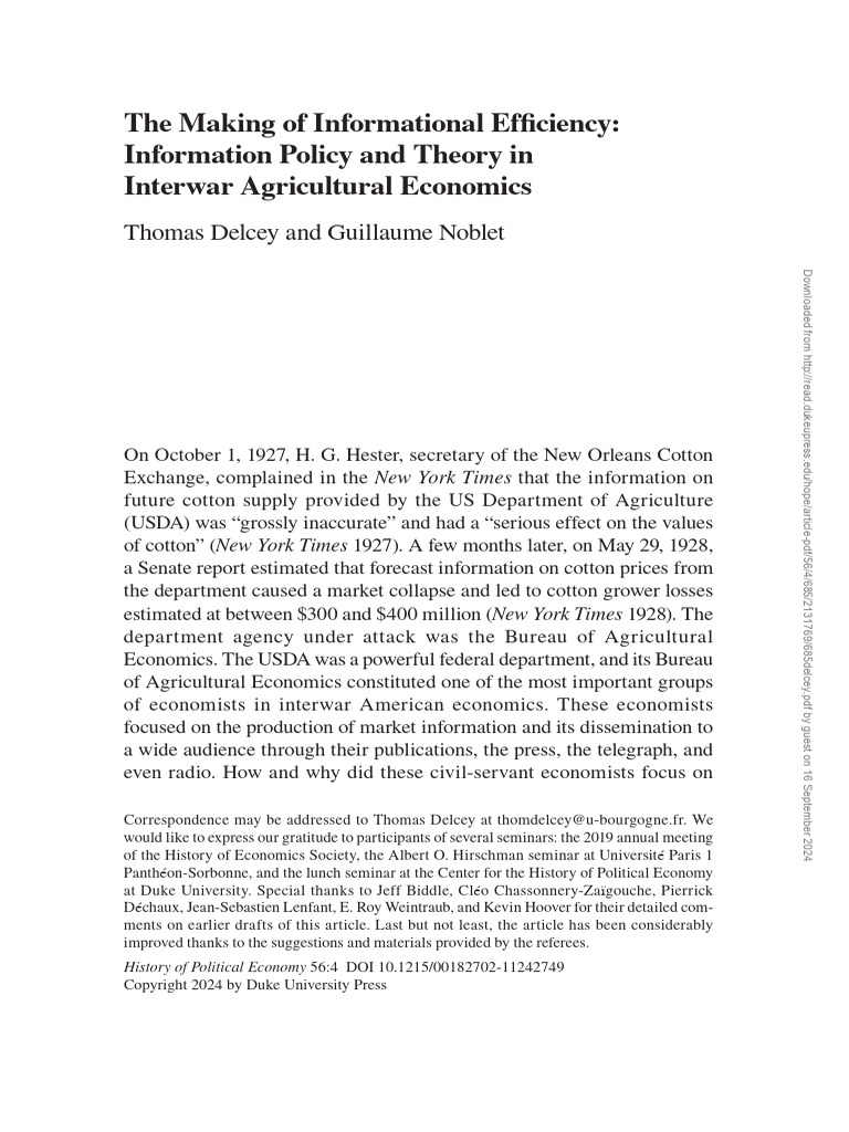 Informational Efficiency in Agricultural Economics | PDF | Futures ...