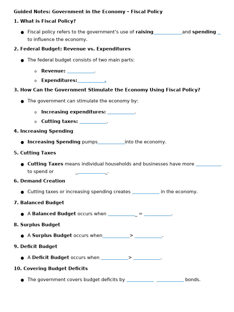 Understanding Fiscal Policy Basics | PDF | Government Budget Balance ...