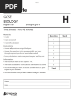 AQA GCSE Combined Science Biology Paper 1 Higher Question Paper 1 | PDF ...