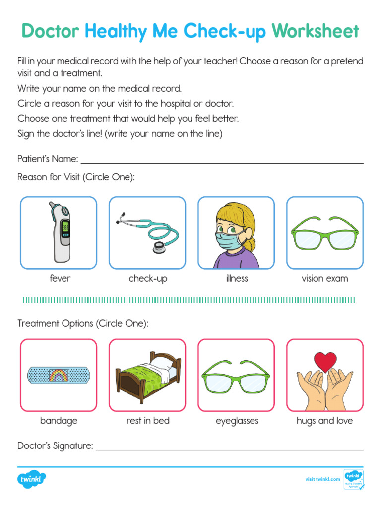 Color Doctor Healthy Me Check-up Worksheet | PDF