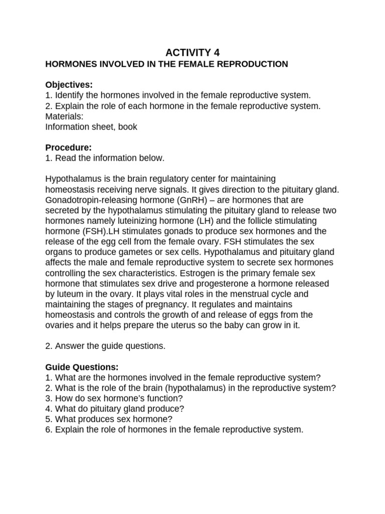 Female Reproductive Hormones Explained | PDF