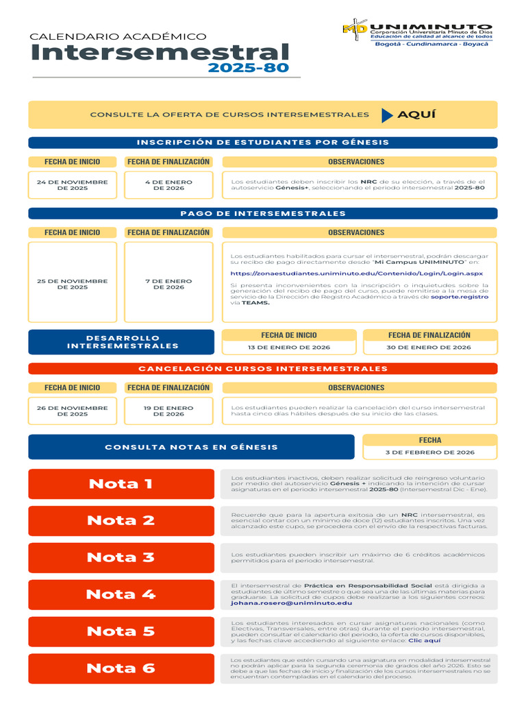 Calendario Intersemestrales 2025-80 Todos 9 | PDF