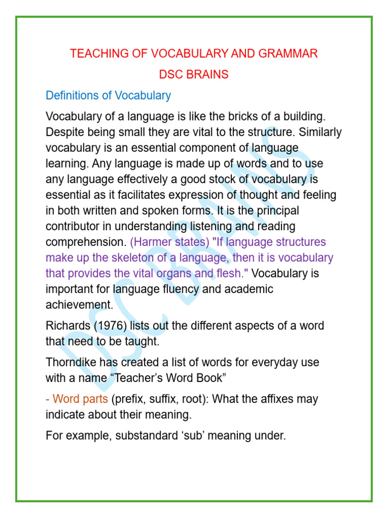 Effective Vocabulary Teaching Strategies | PDF | Vocabulary | Grammar