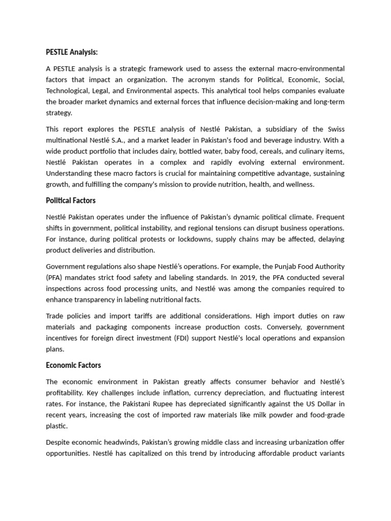 PESTLE Analysis | PDF | Nestlé | Sustainability