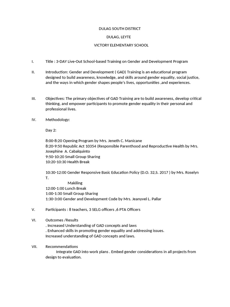 GAD Training Program Overview | PDF
