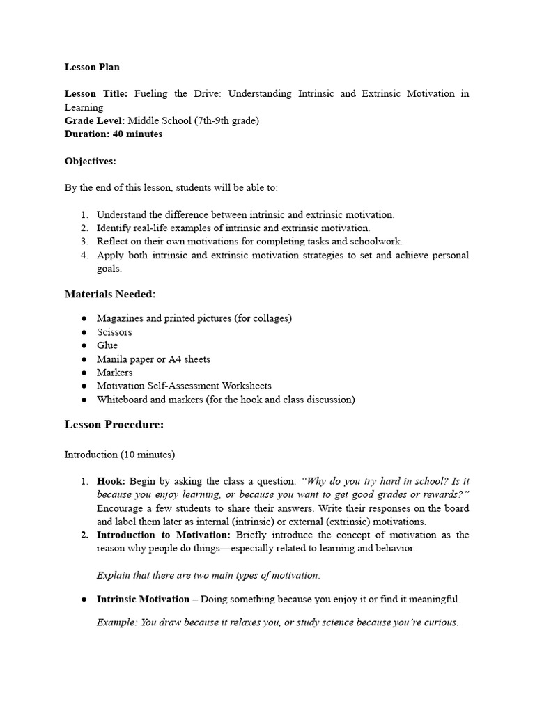 Lesson-Plan_Group-7 | PDF | Motivational | Motivation