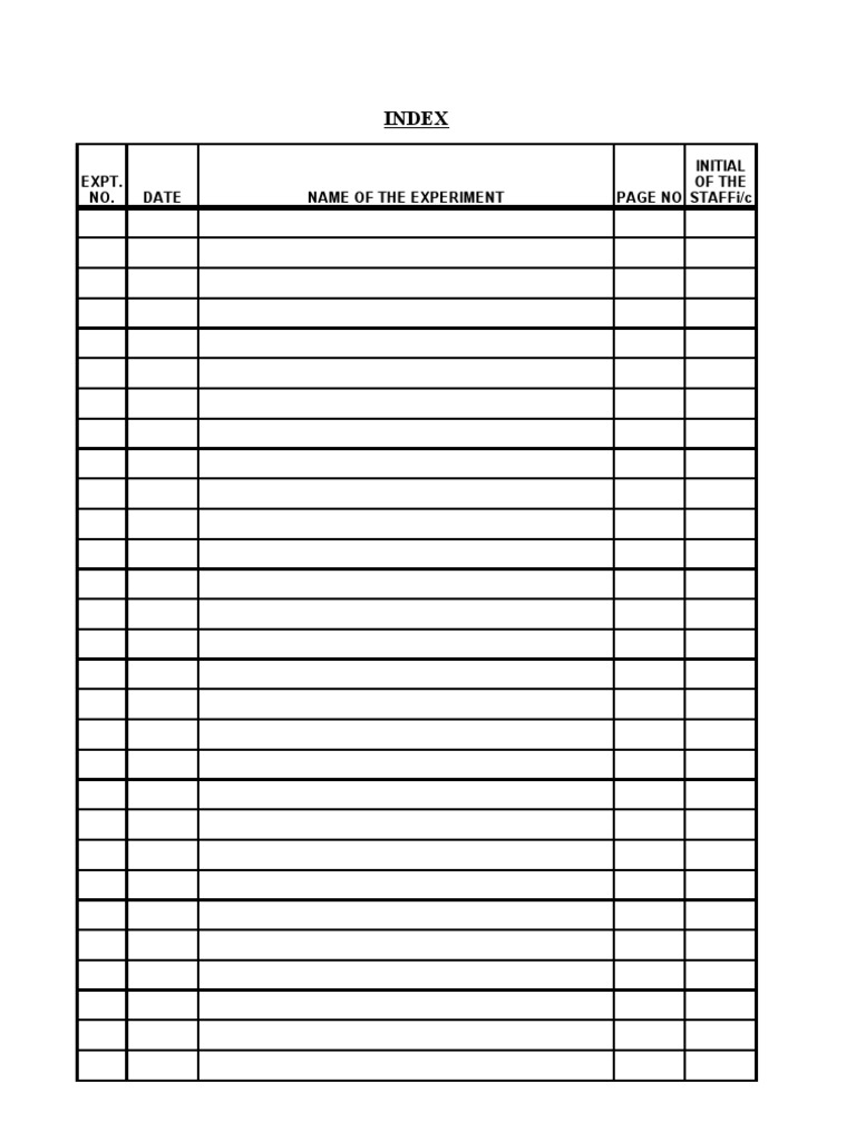 Experiment Index Sheet PDF | PDF
