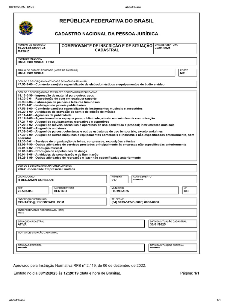 59201853000134 Hm Audio Visual Ltda | PDF