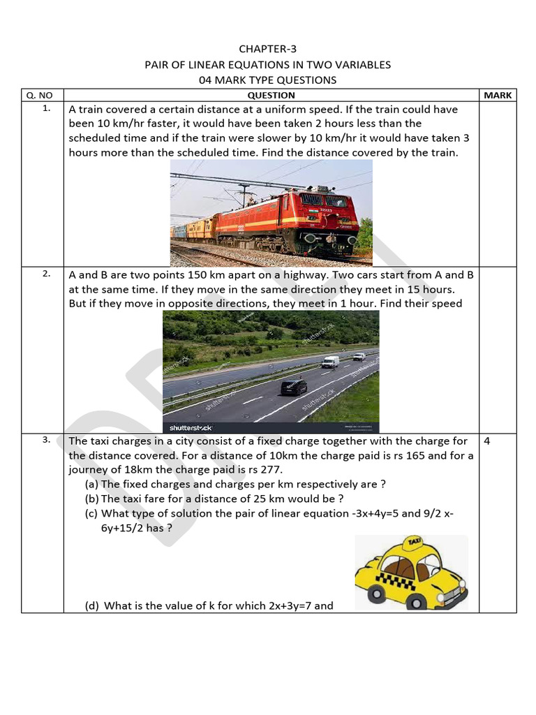 Linear Equations Problem Set | PDF | Equations | Speed