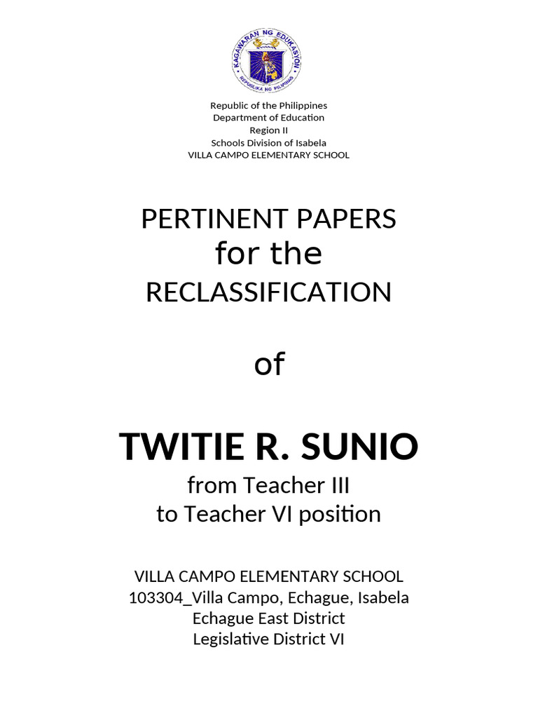 Reclassification of Twitie R. Sunio | PDF
