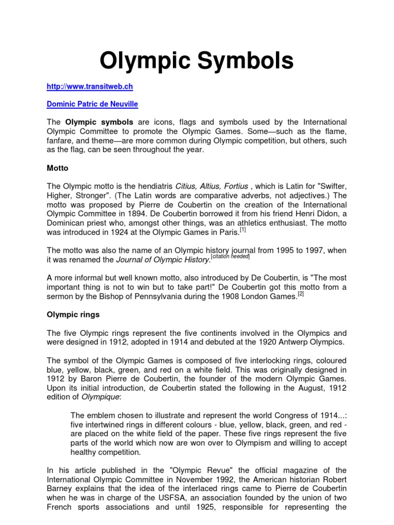 Olympic Symbols | PDF | Olympic Games | Multi Sport Events