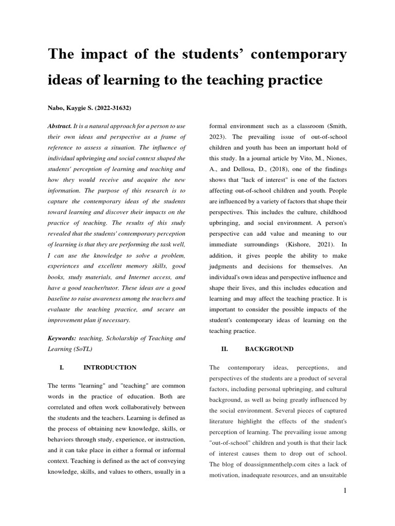 The Impact of the Students Contemporary (1) | PDF | Learning | Teachers