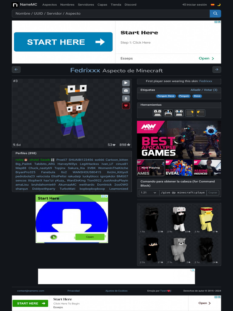 Fedrixxx Aspecto de Minecraft NameMC | PDF