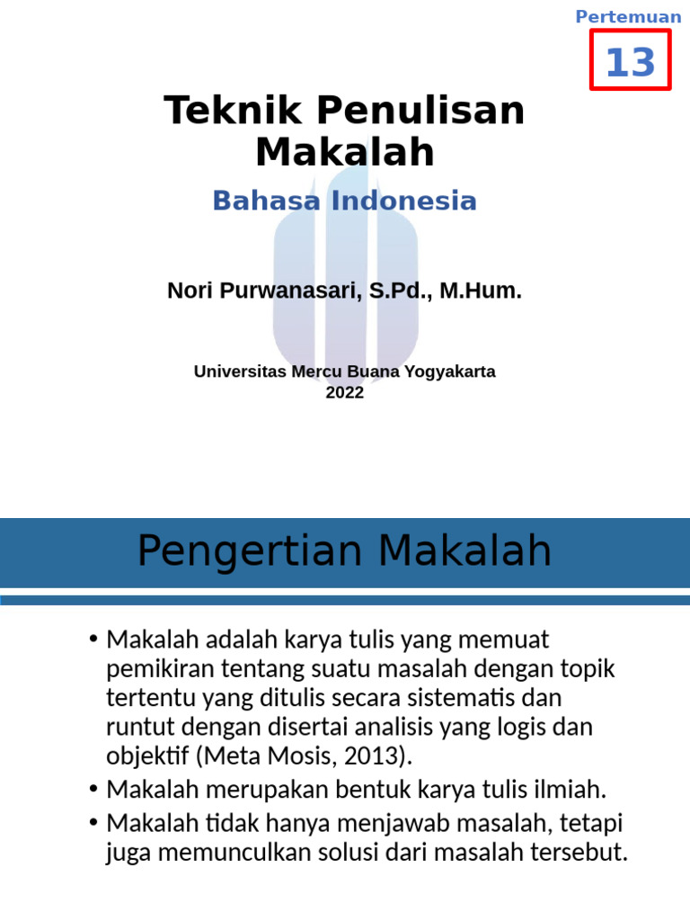 Slide Pertemuan 14 Teknik Penulisan Makalah | PDF