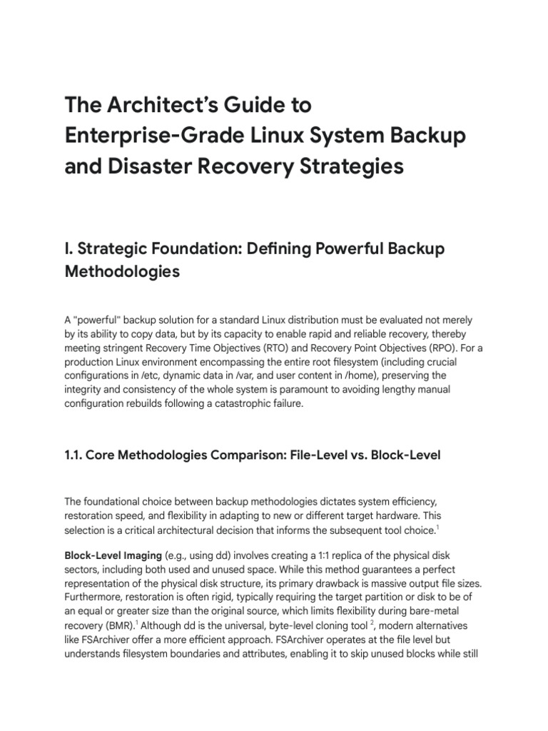 Linux System Backup Strategies Explained | PDF | Backup | File System