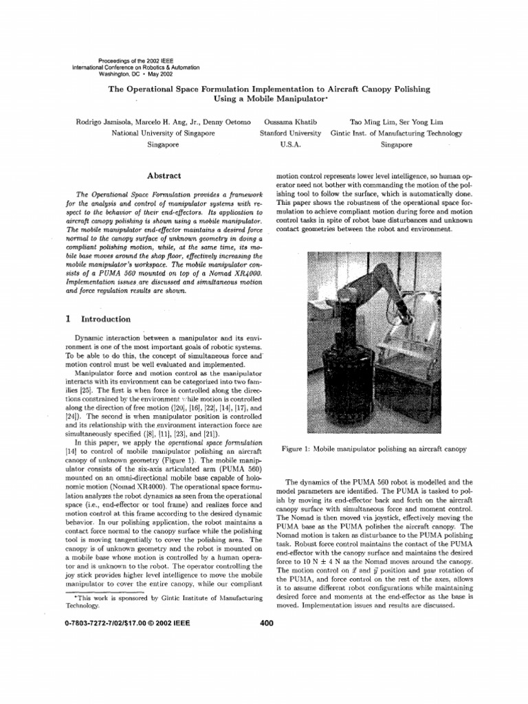 [35] the Operational Space Formulation Implementation to Aircraft ...