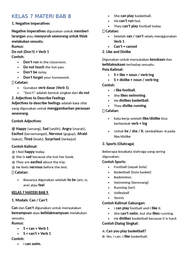 Materi Bing | PDF | Adjective | Verb