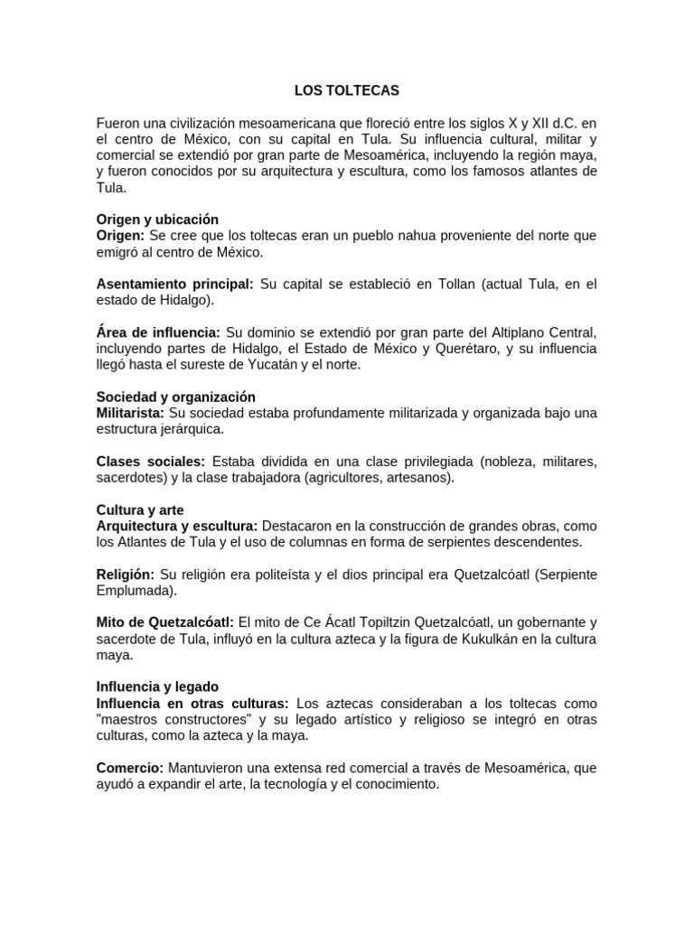 Civilizaciones Tolteca y Azteca en Mesoamérica | PDF | Mesoamérica ...