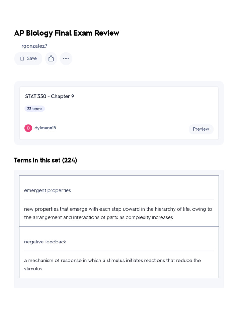 AP Biology Final Exam Review Flashcards | Quizlet | PDF | Biology | Genome