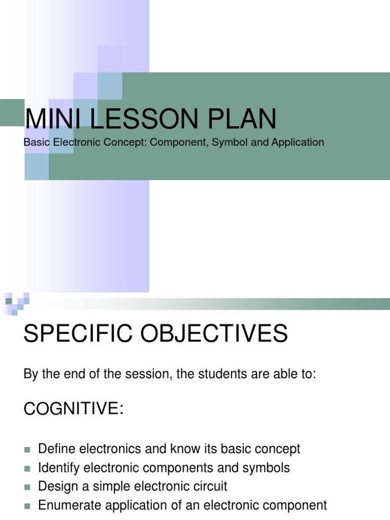 Basic Electronics Lesson Plan | PDF | Lesson Plan | Electronics