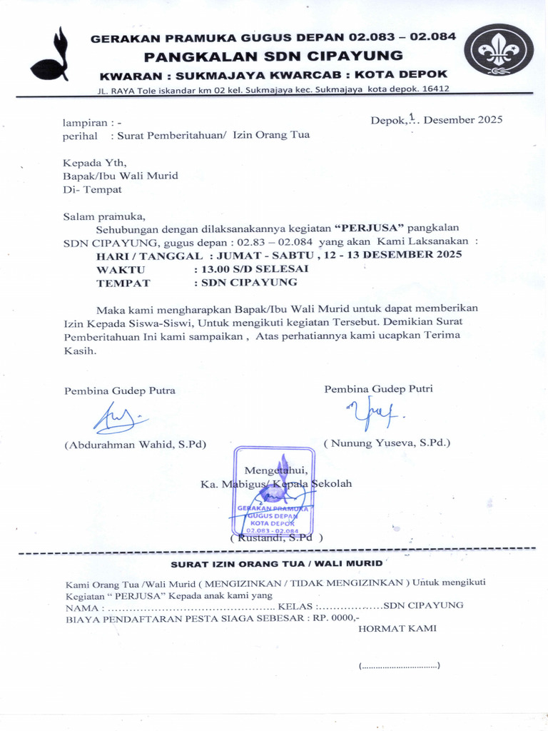 Surat Pemberitahuan PERJUSA | PDF
