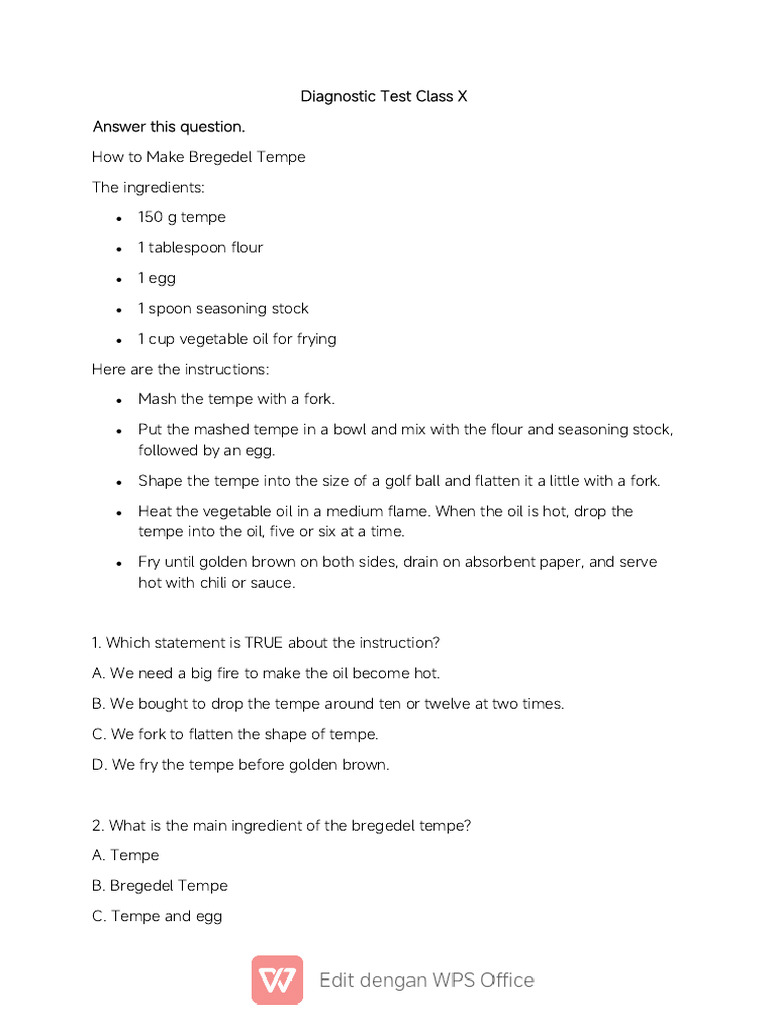 How to Make Bregedel Tempe Recipe | PDF