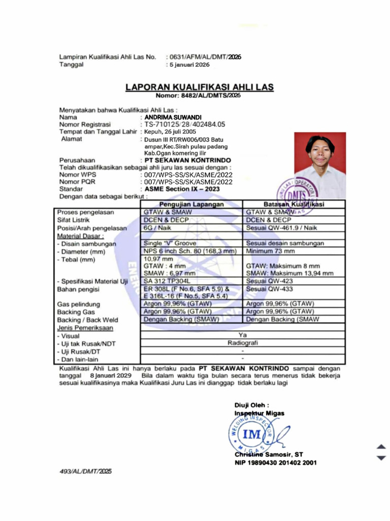 Andrima Suwandi. GTAW-SMAW | PDF