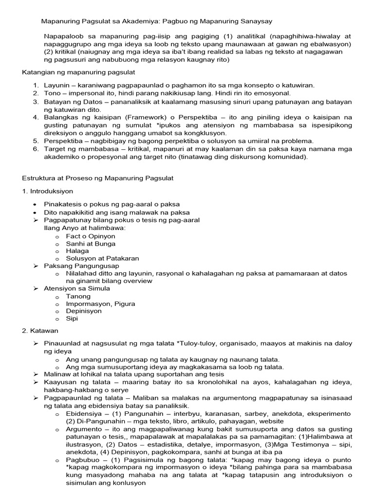 Mapanuring Pagsulat Sa Akademiya | PDF