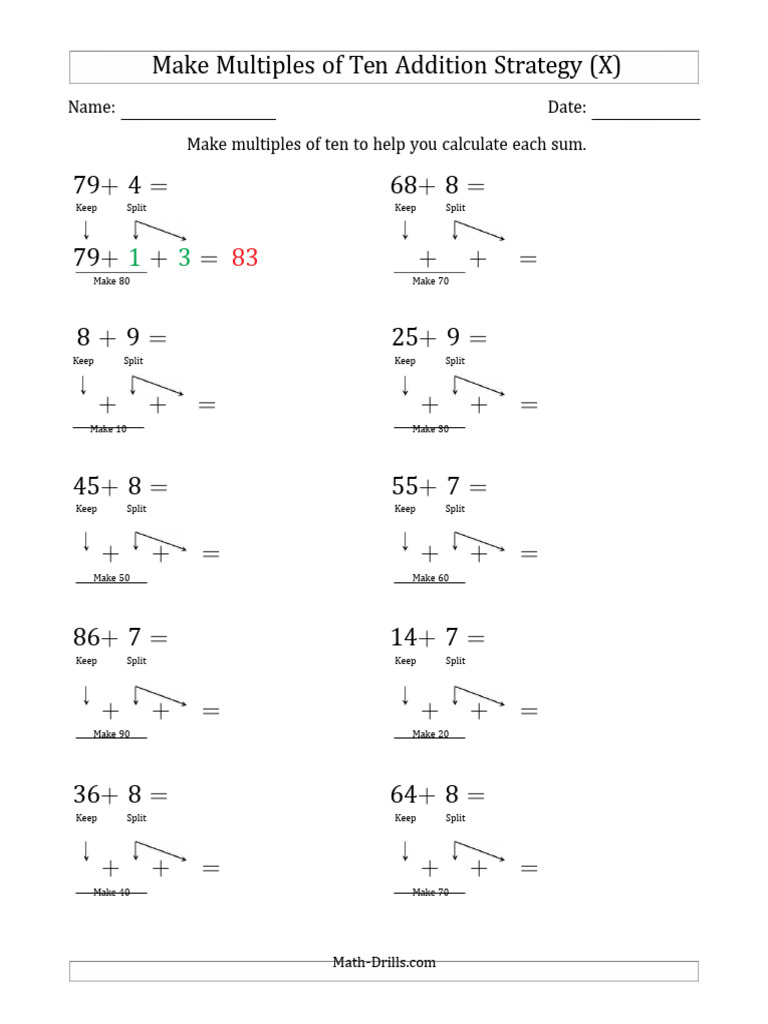 Multiples of Ten Addition Strategies | PDF