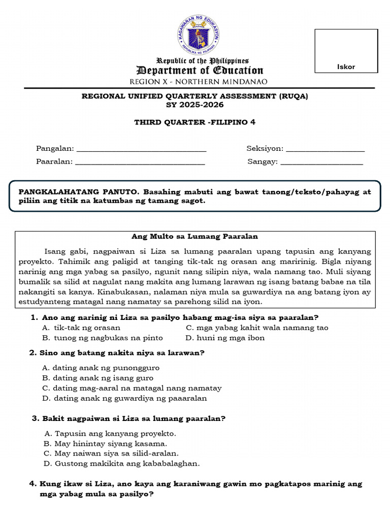 Filipino 4 RUQA Q3 | PDF